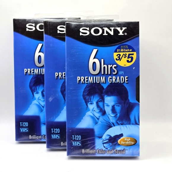 Sony | Other | 3 Sony 6hrs Premium Grade 246m Vhs Tapes T2vl Brilliant ...